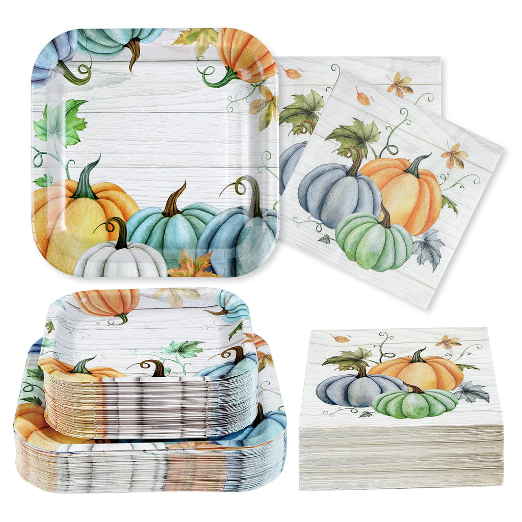 200 Pcs Fall Party Plates and Napkins | Grencian