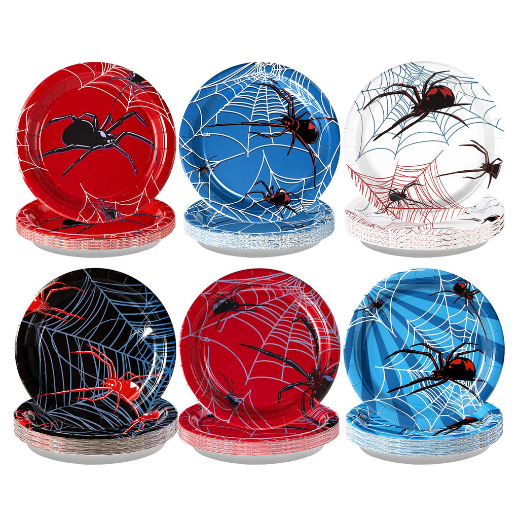60 Pcs Cartoon Spider Party Plates | Grencian